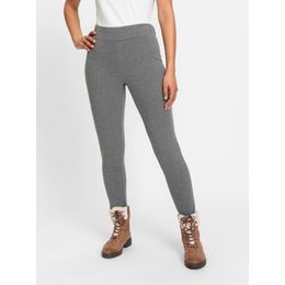 Leggings Inspirationen, Damen, Gr. 44, Normalgr&ouml;&szlig;en, grau (anthrazit, meliert), 49% Baumwolle, 46% Polyester, 5% Elasthan, unifarben, lang, Hosen Leggings
