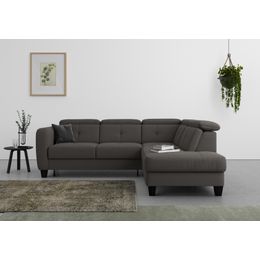 Sit & More Ecksofa SIT & MORE "Belluci L-Form", grau (dunkelgrau), B:249cm H:85cm T:195cm, Sofas, Ecksofa, inklusive Federkern, wahlweise mit Bettfunktion und Bettkasten
