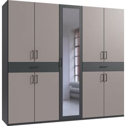Dreht&uuml;renschrank wimex "Tibet", grau (sandgrau), B:225cm H:208cm T:58cm, Holzwerkstoff, Schr&auml;nke, Dreht&uuml;renschrank, mit Schubk&auml;sten auf bequemer Zugriffsh&ouml;he