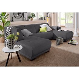 Wohnlandschaft Home Affaire "Langeland U-Form", grau (anthrazit), B:297cm H:85cm T:163cm, Filzoptik (100% Polyester);Struktur (100% Polyester);Webstoff (100% Polyester), Sofas, Wohnlandschaft, incl. 2 Zierkissen, Recamiere wahlweise links oder rechts