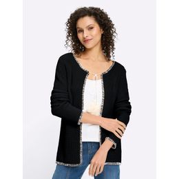 Cardigan Heine, Damen, Gr. 46, schwarz, wei&szlig;, 50% Baumwolle, 50% Polyacryl, gemustert, mehrfarbig, Strickjacken Cardigan