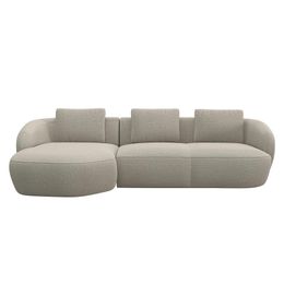 Wohnlandschaft FLEXLUX "Torino, rund, L-Form, Sofa-Ecke mit Recamiere, Longchair-Sofa", beige (natural), B:276cm H:85cm T:146cm, Sofas, Wohnlandschaft, Modernes, organisches Sofa-Design, Kaltschaum, Wellenunterfederung