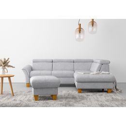 Ecksofa Home Affaire "Lindgren L-Form", silber, B:249cm H:84cm T:217cm, 100% Polyester, Sofas, Ecksofa, wahlweise mit TV-Funktion, Stauraum und Kopfteilverstellung