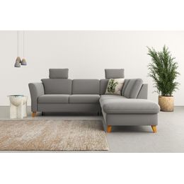 Ecksofa Home Affaire "Trelleborg L-Form", grau, B:252cm H:86cm T:213cm, 100% Polyester, Sofas, Ecksofa, Federkern-Polsterung, wahlweise mit Bettfunktion und Stauraum