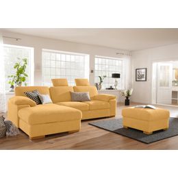 Ecksofa Home Affaire "Ventura L-Form", gelb (senf), B:277cm H:86cm T:172cm, Luxus-Microfaser in Lederoptik (100% Polyester);Struktur (100% Polyester);Luxus-Microfaser (90% Polyester, 10% Polyamid), Sofas, Ecksofa, wahlweise mit Bettfunktion und Bettfunktion/Bettkasten