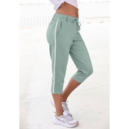 Caprihose Lascana, Damen, Gr. 40, N-Gr, gr&uuml;n (mint), Obermaterial: 70% Viskose, 25% Polyamid, 5% Elasthan, unifarben, Basic kniebedeckend, Hosen Caprihose, mit seitlichen Streifen, Loungewear, Topseller
