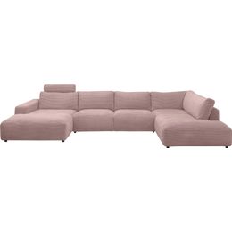 Wohnlandschaft Musterring "Lucia U-Form", rosa, B:434cm H:81cm T:204cm, Sofas, Wohnlandschaft, Verschiedene Farben, inkl. Kopfst&uuml;tze, Gesamtbreite 434 cm