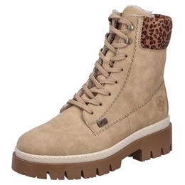 Winterstiefelette Rieker, Damen, Gr. 39, hellbeige, leo, Lederimitat, Textil, Schuhe Winterstiefelette, Plateauboots, Schn&uuml;rboots mit wasserabweisender RiekerTEX-Membran
