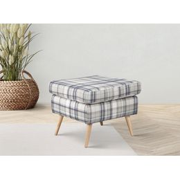 Hocker Home Affaire "Charles", blau (beige, hellblau), B:58cm H:49cm T:58cm, 100% Polyester, Hocker, Hocker, passend zum Sessel "Charles"