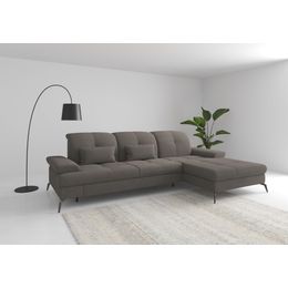 Sit & More Ecksofa SIT & MORE "Amica, L-Form, inkl. Sitztiefenverstellung & Armteilverstellung", braun (schlamm), B:279cm H:90cm T:185cm, 100% Polyester, Sofas, Ecksofa, wahlweise mit Bettfunktion, Bettkasten und Kopfteilverstellung