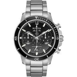 Chronograph Bulova "Marine Star", silber (silberfarben, schwarz), Armbanduhren, Herren, Chronograph, Armbanduhr, Quarzuhr, Herrenuhr, Edelstahlarmband, Datum