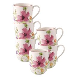 Villeroy & Boch Becher VILLEROY & BOCH "Latte Macchiato Becher Mariefleur Basic 370 ml 6er Set bunt", bunt, 6 tlg., Porzellan, Trinkgef&auml;&szlig;e, Becher