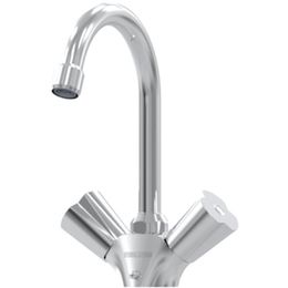 Waschtischarmatur Stiebel Eltron "WST-W", silber (verchromt), B:15,5cm H:8cm T:26cm, Armaturen, Waschtischarmatur, drucklos, f. offene Warmwasserspeicher/Untertischboiler 5l Niederdruck