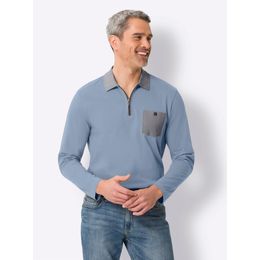 Poloshirt CLASSIC "Langarm-Poloshirt", Herren, Gr. 44/46, blau (bleu), 100% Baumwolle, unifarben, Shirts Poloshirt