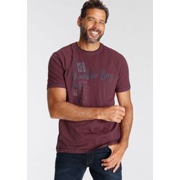 MAN'S WORLD T-Shirt MAN'S WORLD, Herren, Gr. M (48/50), lila (beere), Single Jersey, Obermaterial: 100% Baumwolle, bedruckt, washed, normal, Rundhals, Shirts T-Shirt, Kurzarm, l&auml;ssiger Print, aus Baumwolle, Topseller