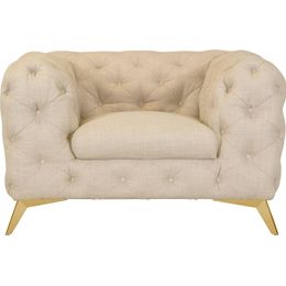 Chesterfield-Sessel Home Affaire "Glynis Sessel", beige (creme), B:125cm H:75cm T:97cm, Struktur (100% Polyester);Samtoptik (100% Polyester), Sessel, Chesterfield-Sessel, aufw&auml;ndige Knopfheftung, moderne Chesterfield Optik, Fu&szlig;farbe w&auml;hlbar