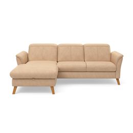 Sit & More Ecksofa SIT & MORE "Romero L-Form", braun (macchiato), B:245cm H:91cm T:178cm, 100% Polyester, Sofas, Ecksofa, wahlweise mit oder ohne Relax-Funktion, Bettfunktion, Bettkasten
