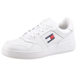 Sneaker Tommy Jeans "TJM RETRO BASKET ESS", Herren, Gr. 41, wei&szlig;, Leder, Textil, unifarben, Schuhe Sneaker, Freizeitschuh, Halbschuh, Schn&uuml;rschuh mit Schaftrandpolsterung