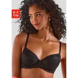 B&uuml;gel-BH Lascana, Damen, Gr. 70, Cup D, schwarz, Spitze, Obermaterial: 88% Polyamid, 12% Elasthan, BHs B&uuml;gel-BH, aus feiner Jacquardspitze, sexy Dessous