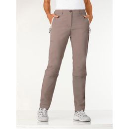 Zip-off-Hose Casual Looks, Damen, Gr. 20, Kurzgr&ouml;&szlig;en, grau (taupe), 95% Polyamid, 5% Elasthan, unifarben, lang, Hosen Zip-off-Hose