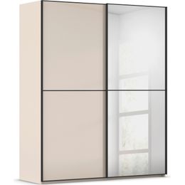 Schwebet&uuml;renschrank Rauch "Kleiderschrank Schrank Garderobe Schlafzimmerschrank SCALE-DUO", beige (champagner, glas champagner, griffleisten schwarz), B:181cm H:223cm T:68cm, Holzwerkstoff, Schr&auml;nke, Schwebet&uuml;renschrank, edle zweigeteilte T&uuml;ren Spiegel/Glas-Mix 3 Zierleisten MADE IN GERMANY