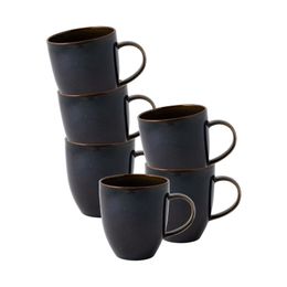Becher "Kaffeebecher Crafted 358 ml 6er Set", blau (denim), 6 tlg., Porzellan, LIKE. BY VILLEROY & BOCH, Trinkgef&auml;&szlig;e, Becher