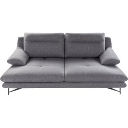 3-Sitzer Calia italia "Cezanne modern, elegant und bequem, aufwendige Detailverarbeitung", grau (26 grigio), B:215cm H:90cm T:109cm, Sofas, 3-Sitzer, wahlweise mit Sitztiefenverstellung