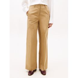 Anzughose Tommy Hilfiger "COTTON WIDE LEG PANT", Damen, Gr. 44, N-Gr, driftwood taupe, Web, Obermaterial: 65% Baumwolle, 33% Lyocell, 2% Elasthan, unifarben, l&auml;ssig geschnitten kn&ouml;chellang, Hosen Anzughose