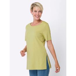 Longshirt Classic Basics "Longshirt", Damen, Gr. 52, gr&uuml;n (lindgr&uuml;n), 100% Baumwolle, unifarben, Rundhals, Shirts Longshirt