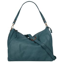 Umh&auml;ngetasche Samantha Look, Damen, Gr. B/H/T: 32cm x 25cm x 14cm onesize, blau, Leder, leicht gl&auml;nzend, unifarben, Taschen Umh&auml;ngetasche, echt Leder, Made in Italy