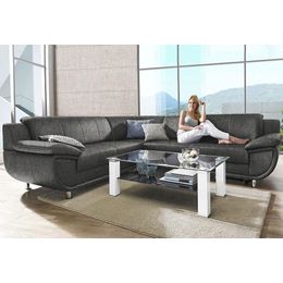 Ecksofa Trendmanufaktur "Rondo wahlweise mit Schlaffunktion, bequeme Armlehnen, Bestseller", grau (anthrazit, grau), B:267cm H:85cm T:247cm, Microfaser PRIMABELLE (100% Polyester);Kunstleder SOFTLUX;Struktur (54% Polyacryl, 46% Polyester);NaturLEDER (echtes Rindsleder) in Sitz und R&uuml;cken, Korpus Kunstleder SOFTLUX, Sofas, Ecksofa, L-Form, wahlw.mit Federkern, F&uuml;&szlig;e chromfarben, Unser Dauertiefpreis