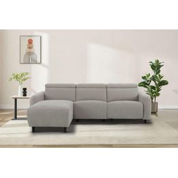 Ecksofa OTTO HOME "SKAANE Struktur, L-Form, 274 cm, manuelle/elektrische Relaxfunktion", grau (hellgrau), B:274cm H:100cm T:181cm, 100% Polyester, Sofas, Ecksofa, rundes Design, Kopfteilverstellung, Federkernpolsterung