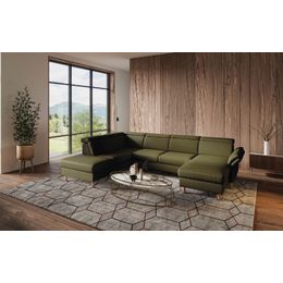 Wohnlandschaft Home Affaire "Calypso U-Form", gr&uuml;n (olive), B:334cm H:85cm T:227cm, 100%Polyester, Sofas, Wohnlandschaft, wahlweise mit motorischer Relaxfunktion