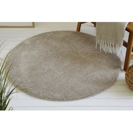 Hochflor-Teppich OTTO HOME "Yvaine", beige (sand), H:25mm &Oslash;:200cm, Polyester, Teppiche, Hochflor-Teppich, Langflor, Shaggy, dichter weicher Hochflor, meliert, Wohnzimmer