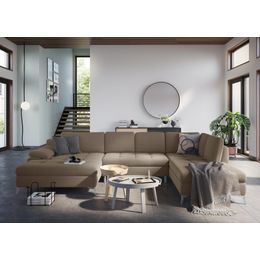 Sit & More Wohnlandschaft SIT & MORE "Latigo U-Form", braun (macchiato), B:346cm T:201cm, Sofas, Wohnlandschaft, mit Mega-Recamiere, wahlweise mit Bettfunktion und Bettkasten