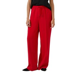 Stoffhose s.Oliver, Damen, Gr. 40, N-Gr, salsa rot, Web, Obermaterial: 93% Polyester, 7% Elasthan. Futter: 100% Polyester, unifarben, gerade lang, Hosen Stoffhose, mit B&uuml;gelfalte und Kordelzug