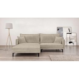 Ecksofa Home Affaire "ALEXANDRIA mit Recamiere rechts oder links bestellbar, moderne Bez&uuml;ge", beige, B:246cm H:86cm T:190cm, 100% Polyester, Sofas, Ecksofa, L-Form mit Wellenunterfederung, Ma&szlig;e: B/H/T 246/86/190 cm