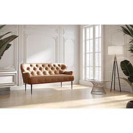 2,5-Sitzer Home Affaire "Amber", braun (cognac), B:173cm H:97cm T:87cm, 100% Polyester, Sofas, 2 5-Sitzer, mit Knopfheftung,in verschieden Stoffarten