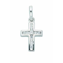 Adelia&acute;s Kettenanh&auml;nger ADELIA&acute;S "333 Wei&szlig;gold Kreuz Anh&auml;nger mit Zirkonia", silber, Schmuckanh&auml;nger, Damen, mit Zirkonia, Wei&szlig;gold 333, Kettenanh&auml;nger