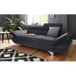 2-Sitzer COTTA "Enterprise", schwarz, B:218cm H:75cm T:104cm, Struktur (100% Polyester );Chenille (90% Polyester; 10% Polyamid ), Sofas, 2-Sitzer, Big-Sofa, mit Armteilverstellung & Kopfteilverstellung