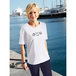 Kurzarmshirt Casual Looks "Shirt", Damen, Gr. 56, wei&szlig;, 100% Baumwolle, bedruckt, gemustert, unifarben, Rundhals, Shirts Kurzarmshirt