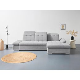 Ecksofa COTTA "Holiday L-Form mit Sitztiefen-, Armteil- und Kopfteilverstellung", grau, B:302cm H:86cm T:190cm, 90% Polyester, 10% Polyamid, Sofas, Ecksofa, wahlweise mit Bettfunktion & Bettkasten