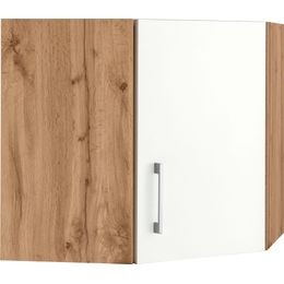 Eckh&auml;ngeschrank KOCHSTATION "KS-Colmar", wei&szlig;, B:60cm H:57cm T:34cm, Holzwerkstoff, Schr&auml;nke, Eckh&auml;ngeschrank, 60 x 60 cm, mit Metallgriff