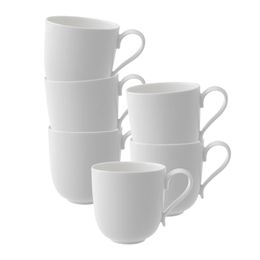 Villeroy & Boch Becher VILLEROY & BOCH "Becher mit Henkel New Cottage Basic 260 ml 6er Set wei&szlig;", wei&szlig;, Porzellan, Trinkgef&auml;&szlig;e, Becher