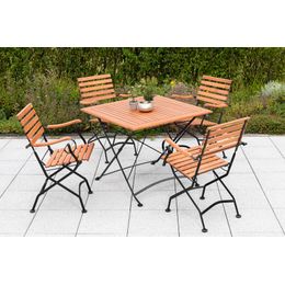Garten-Essgruppe Merxx "Schlo&szlig;garten", braun, B:57cm H:85cm T:60cm, FSC-zertifiziertes Massivholz, Sitzm&ouml;bel-Sets, Garten-Essgruppe, 4 Klappsessel mit Tisch