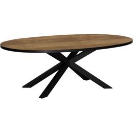 Esstisch OMG DESIGN "Scarlet", old teak, schwarz, old teak, B:200cm H:77cm T:102cm, Tische, Esstisch, moderne Bootsform (oval), Breite 200 cm