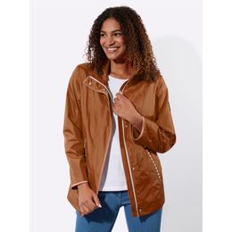 Langjacke Casual Looks, Damen, Gr. 52, cognac, wei&szlig;, 100% Polyester, unifarben, Jacken Langjacke