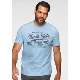 MAN'S WORLD T-Shirt MAN'S WORLD, Herren, Gr. M (48/50), blau (eisblau), Single Jersey, Obermaterial: 100% Baumwolle, bedruckt, normal, Rundhals, Shirts T-Shirt, Kurzarm, bedruckt, Rundhalsausschnitt, aus Single Jersey, Topseller