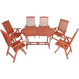 Garten-Essgruppe Garden Pleasure "STOCKHOLM", braun (braun, braun, braun), B:290cm H:110cm T:400cm, FSC-zertifiziertes Massivholz, Sitzm&ouml;bel-Sets, Garten-Essgruppe, ausziehbar