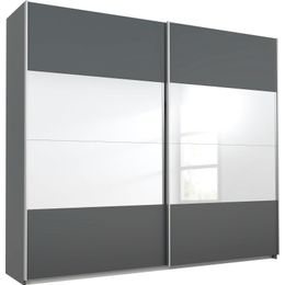 Schwebet&uuml;renschrank Rauch "Quadra", grau (grau metallic, spiegel), B:271cm H:230cm T:62cm, Holzwerkstoff, Schr&auml;nke, Schwebet&uuml;renschrank, mit Spiegelelementen